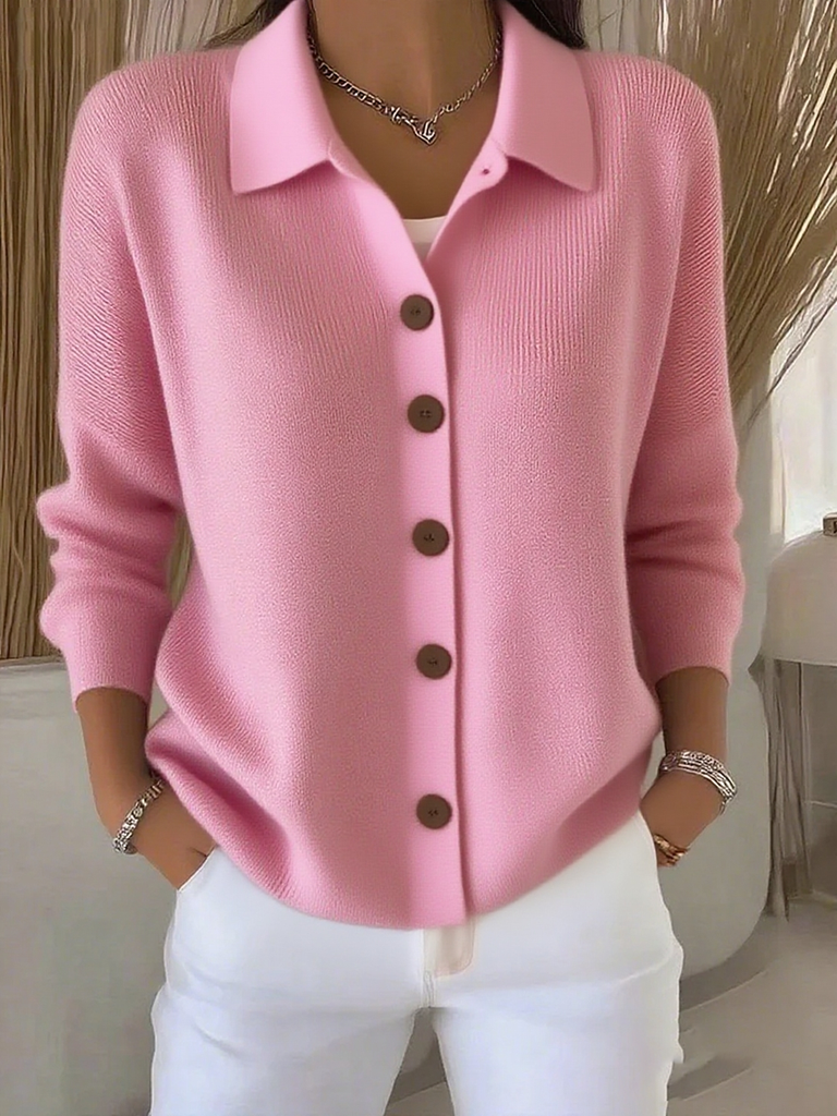 Women's Lapel Button Knitted Cardigan Sweater – cahacapoae