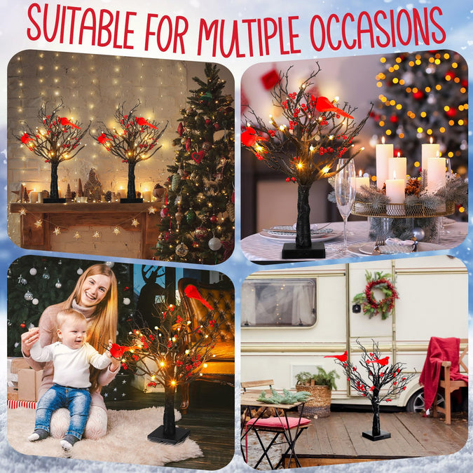 🎄Christmas Lighted Mini LED Tree With Red Berries – cahacapoae